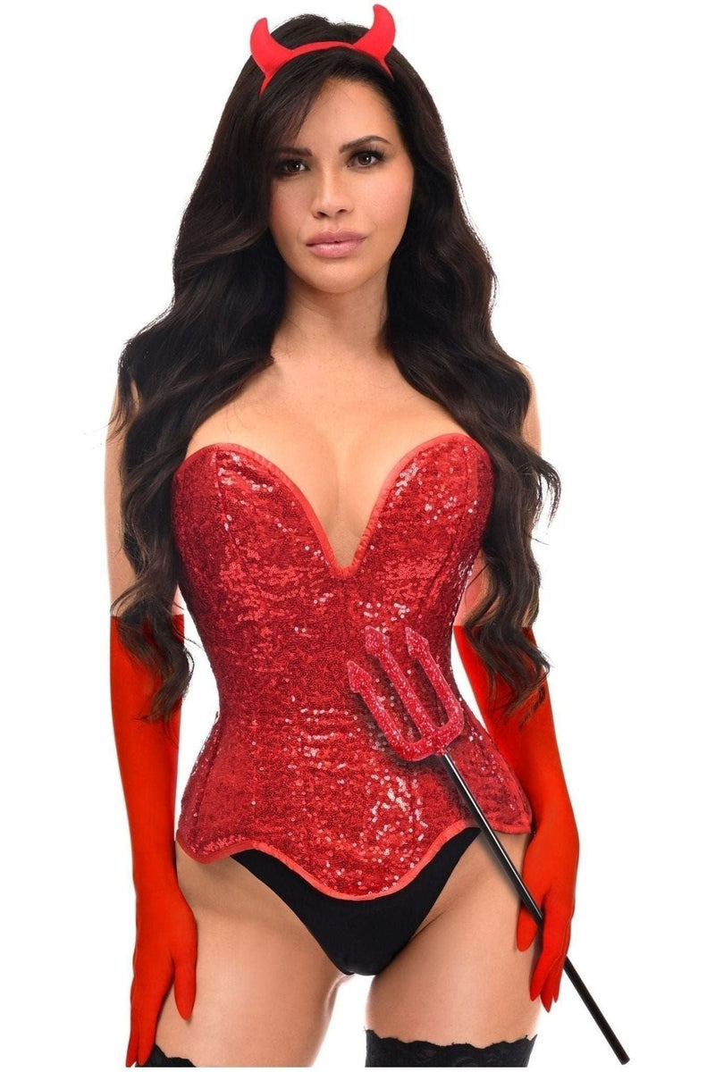 Daisy Corsets Top Drawer 4 PC Red Sequin Devil Corset Costume