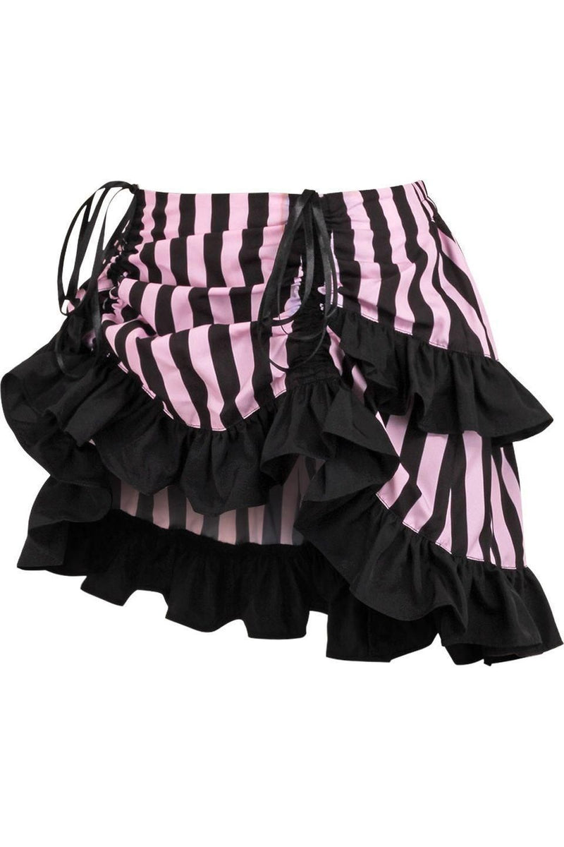 Daisy Corsets Black/Pink Striped Ruched Bustle Skirt