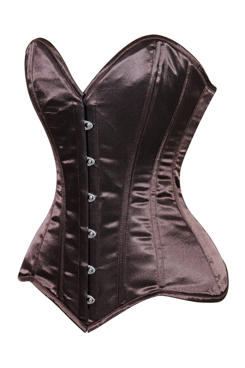 Daisy Corsets Lavish Dark Brown Satin Overbust Corset Sweetheart ...