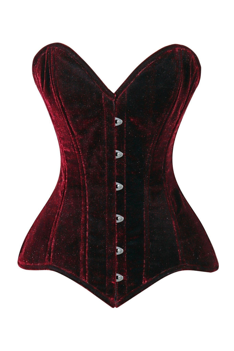 Daisy Corsets Lavish Dark Red Velvet Overbust Corset Sweetheart ...