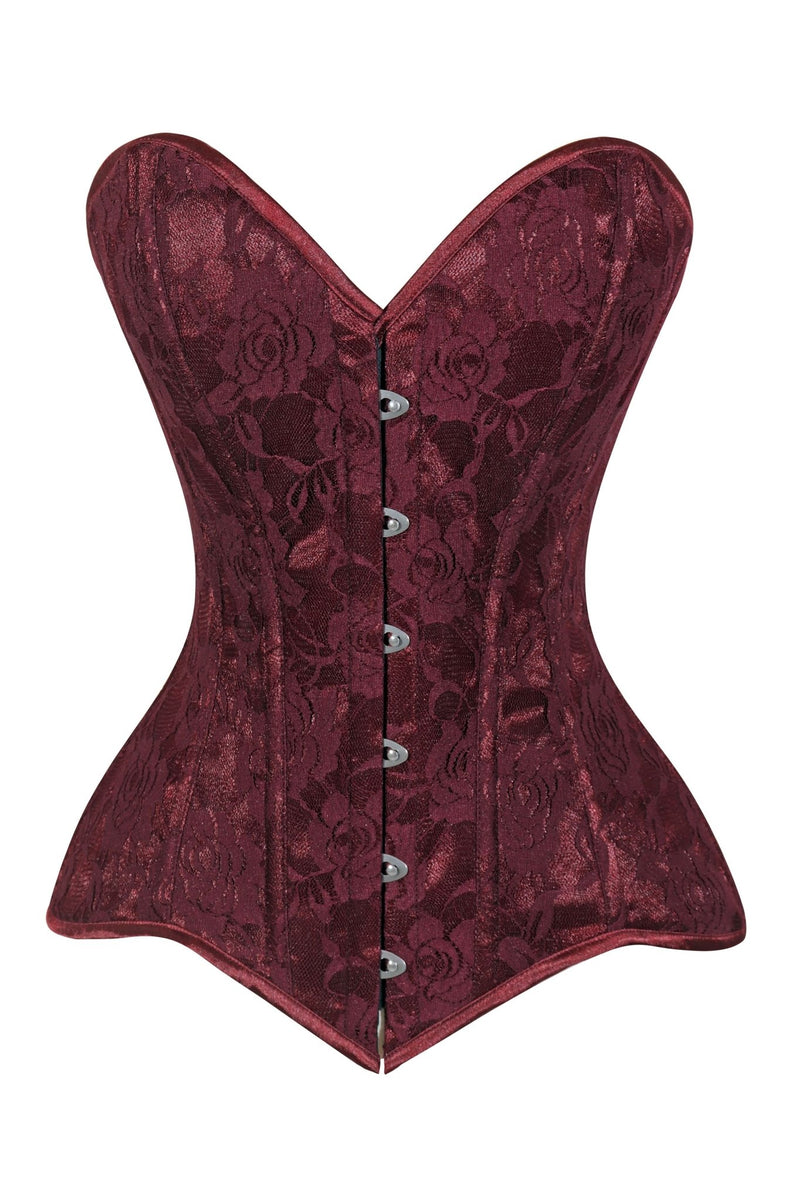 Daisy Corsets Lavish Dark Red Wine Lace Overbust Corset Sweetheart ...