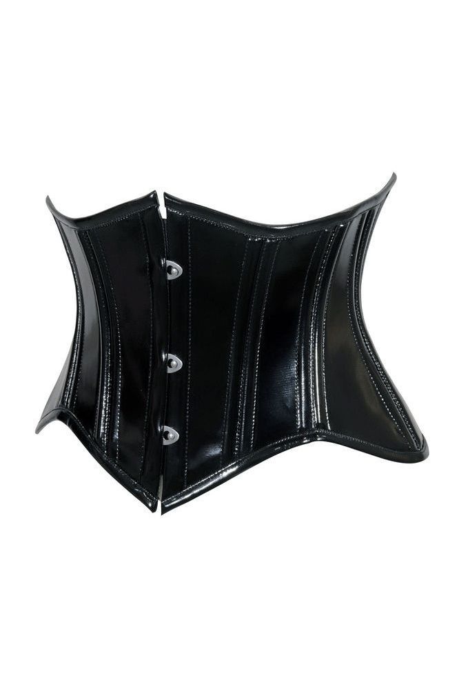 Daisy Corsets Lavish Black Patent PVC Vinyl Curvy Cut Mini Cincher ...