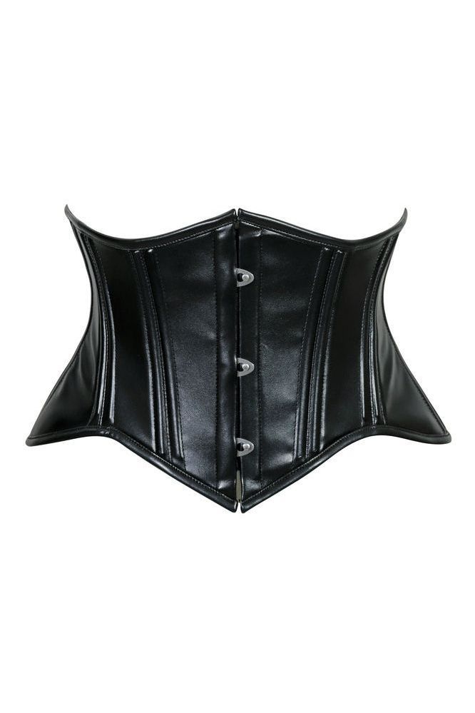 Daisy Corsets Lavish Double Boned Black Wet Look Faux Leather Curvy Cut ...
