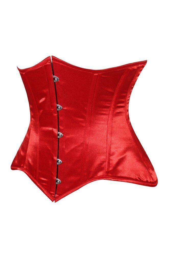 Daisy Corsets Lavish Red Satin Underbust Corset Waist Cincher Busk Closure