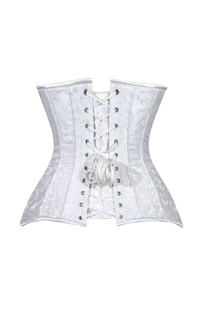 Daisy Corsets Lavish White Brocade Overbust Corset W/Busk Closure
