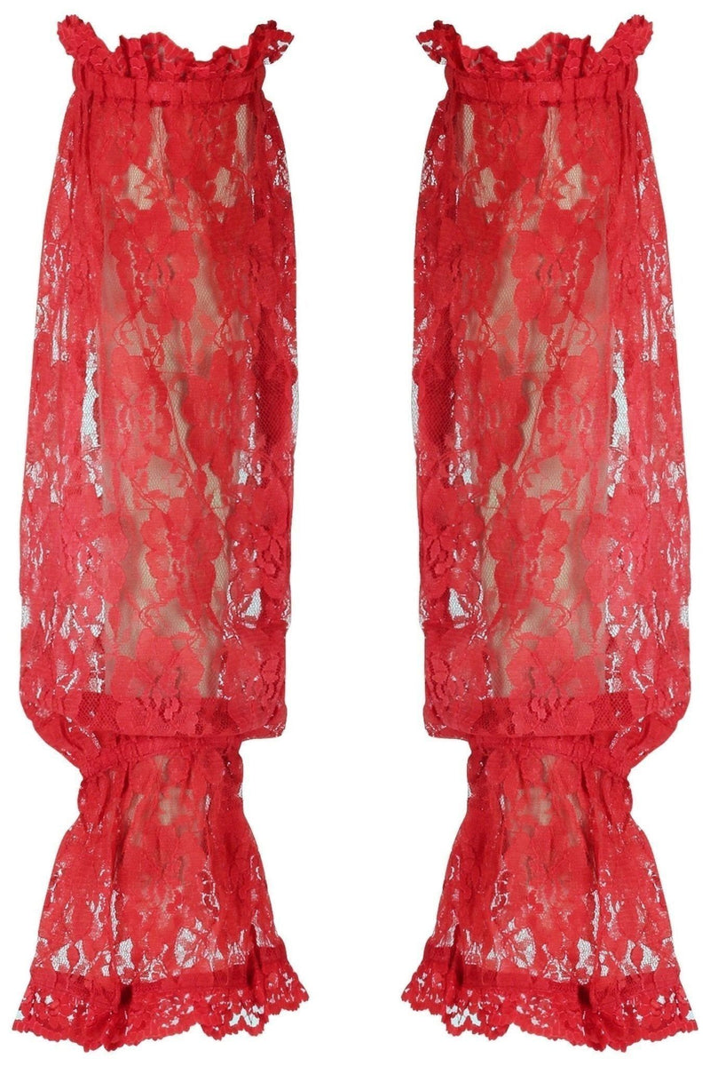Daisy Corsets Red Sheer Lace Smocked Sleeves