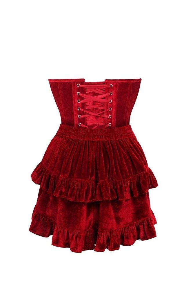 Daisy Corsets Top Drawer 2 PC Steel Boned Dark Red Velvet Plunge Corset ...