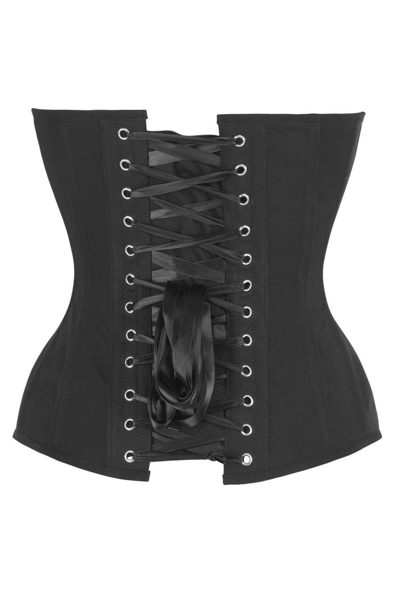 Daisy Corsets Top Drawer Black Cotton Steel Boned Overbust Corset