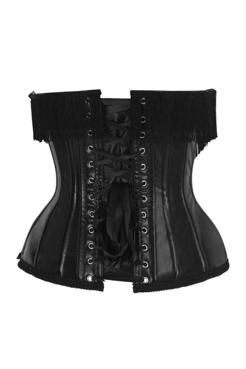 Daisy Corsets Top Drawer Black Faux Leather Steel Boned Underbust ...