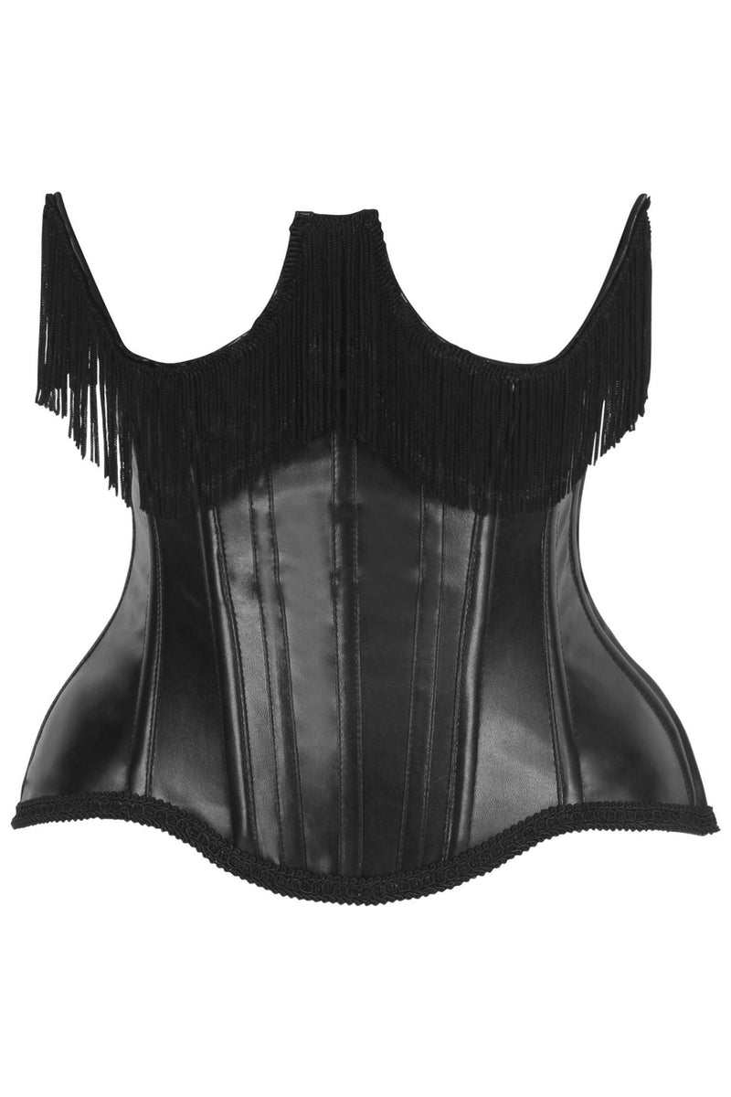 Daisy Corsets Top Drawer Black Faux Leather Steel Boned Underbust ...