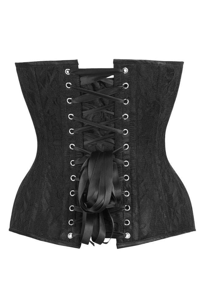Daisy Corsets Top Drawer Black Satin w/Black Lace Overlay Steel Boned ...