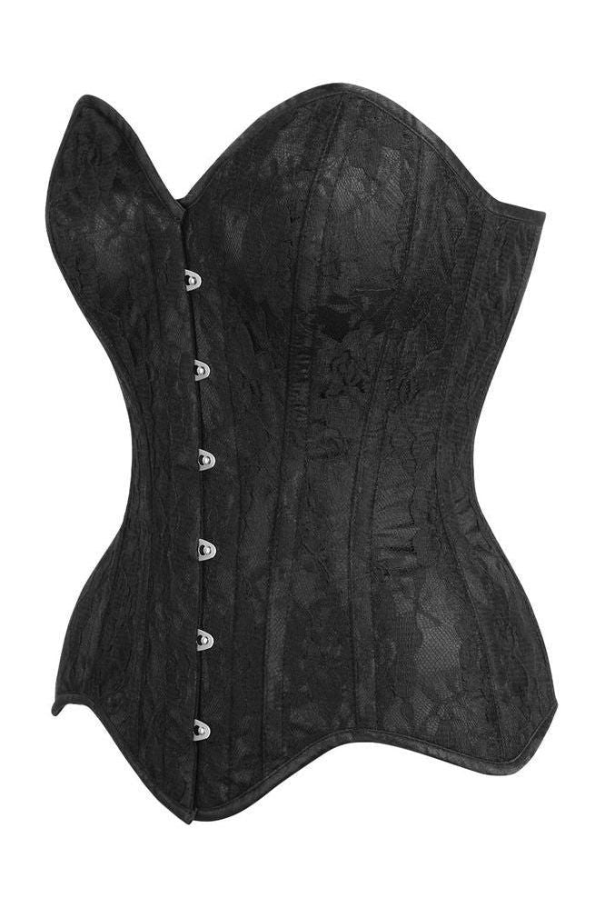 Daisy Corsets Top Drawer Black Satin w/Black Lace Overlay Steel Boned ...