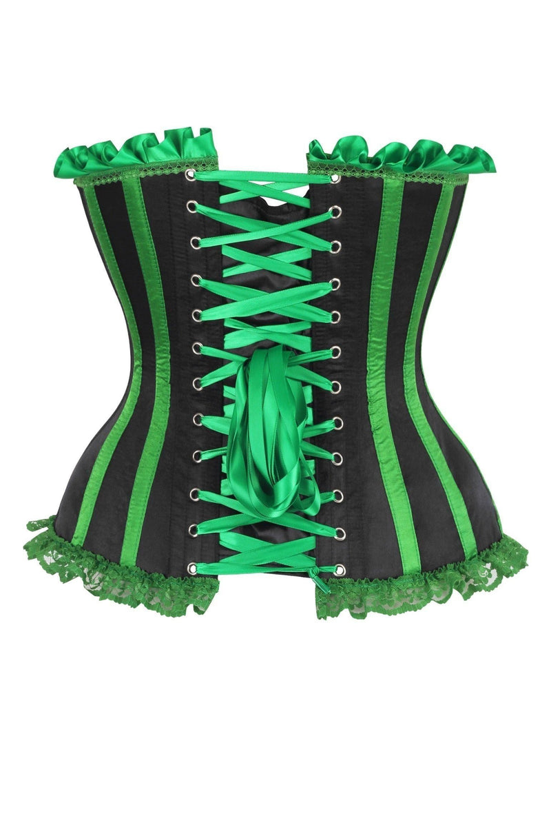 Daisy Corsets Top Drawer Black/Green Satin Steel Boned Burlesque Corset