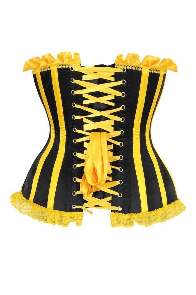 Daisy Corsets Top Drawer Black/Yellow Satin Steel Boned Burlesque Corset