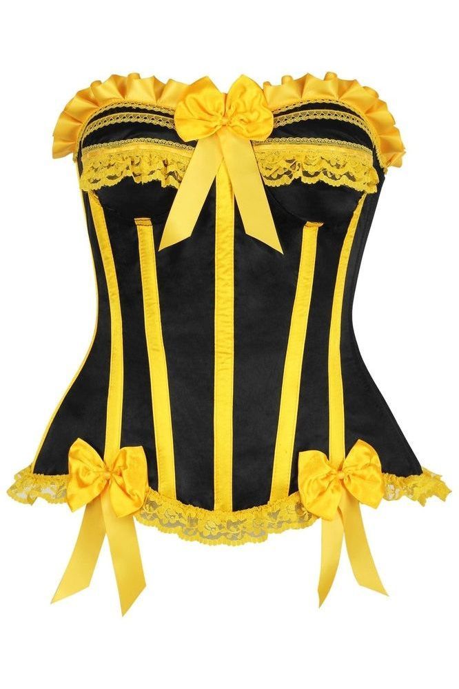 Daisy Corsets Top Drawer Black/Yellow Satin Steel Boned Burlesque Corset