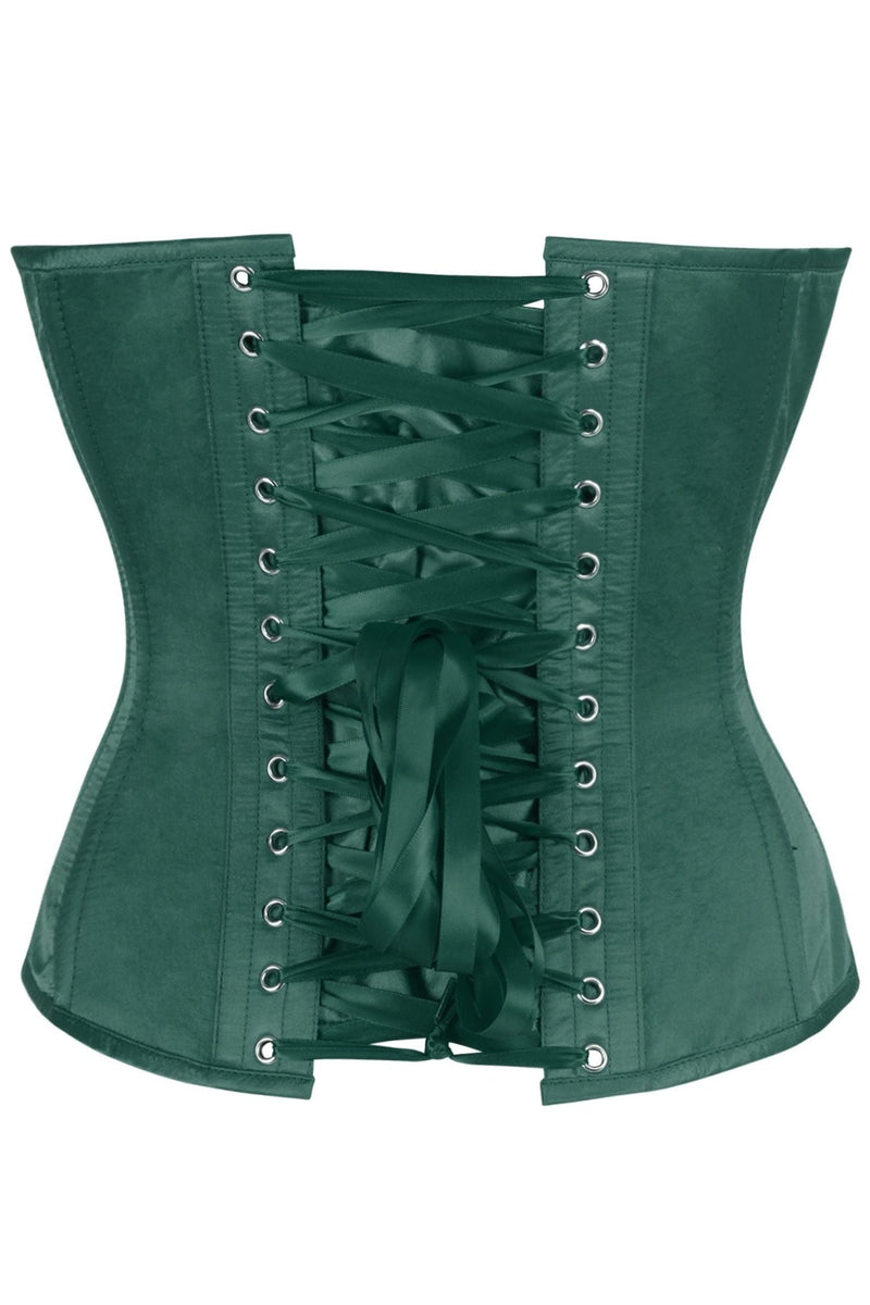 Daisy Corsets Top Drawer Dark Green Satin Steel Boned Overbust Corset w ...