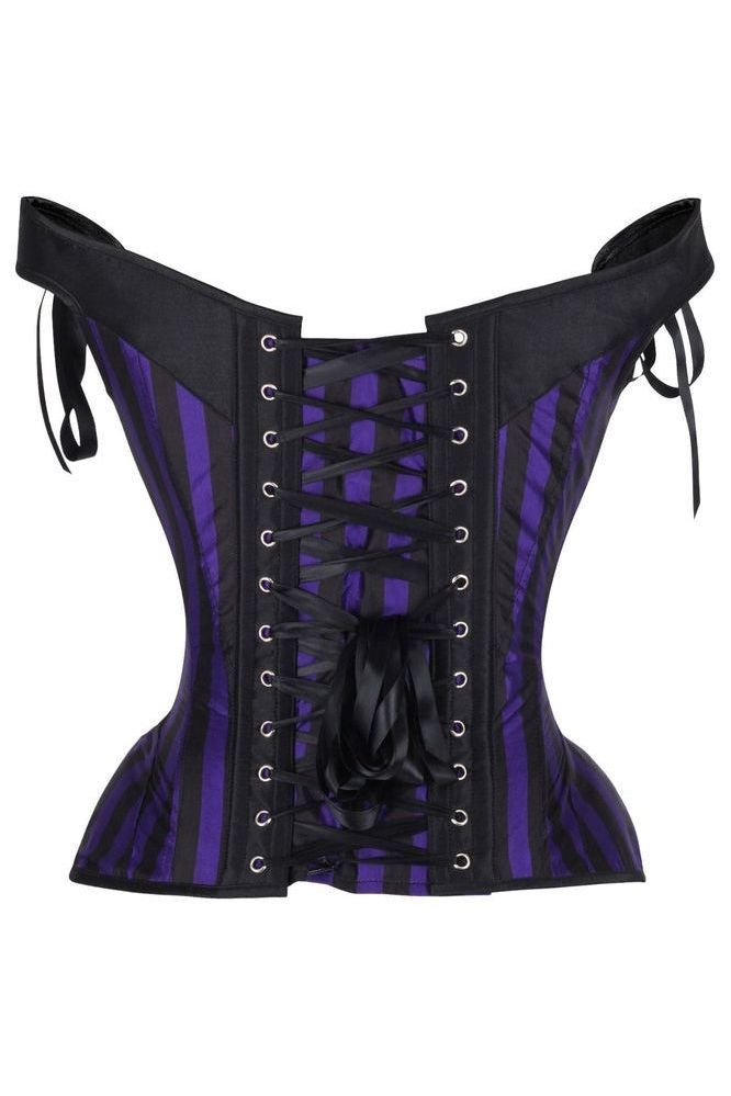 Daisy Corsets Top Drawer Purple/Black Striped Steel Boned Corset w/Straps