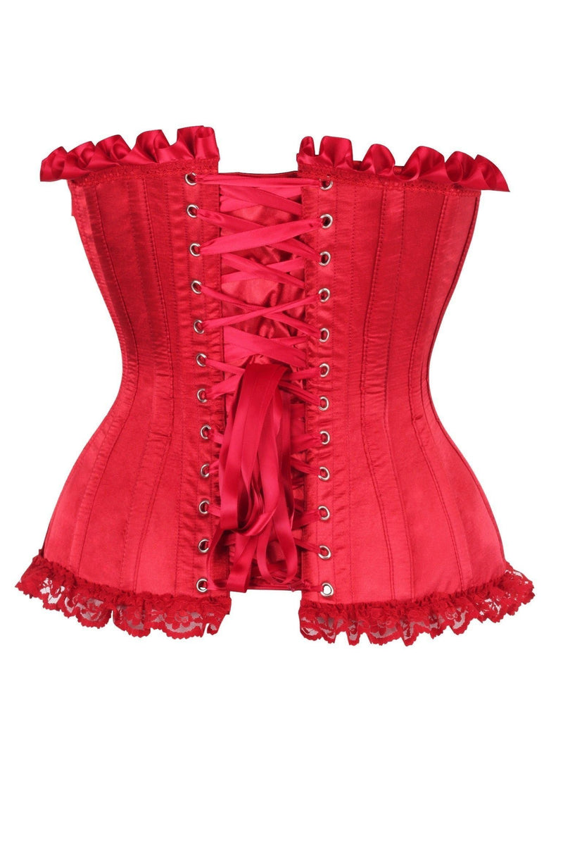 Daisy Corsets Top Drawer Dark Red Satin Steel Boned Burlesque Corset