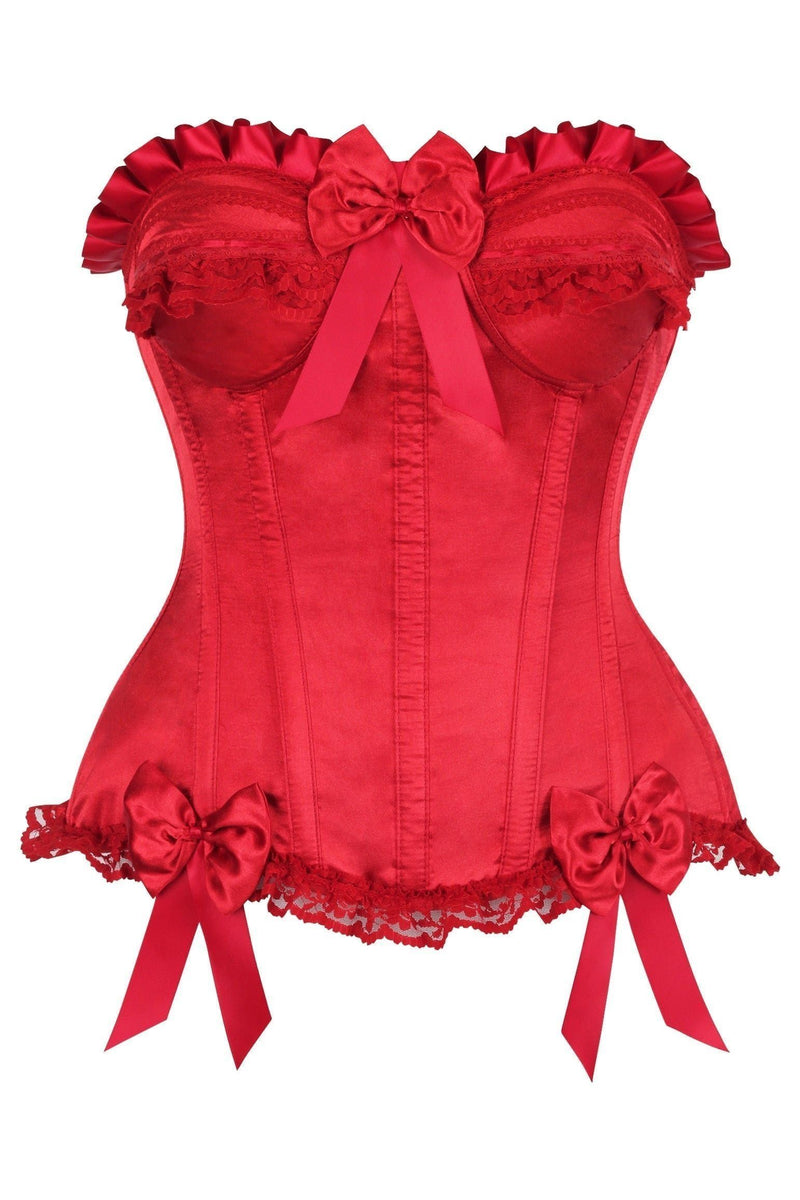 Daisy Corsets Top Drawer Dark Red Satin Steel Boned Burlesque Corset