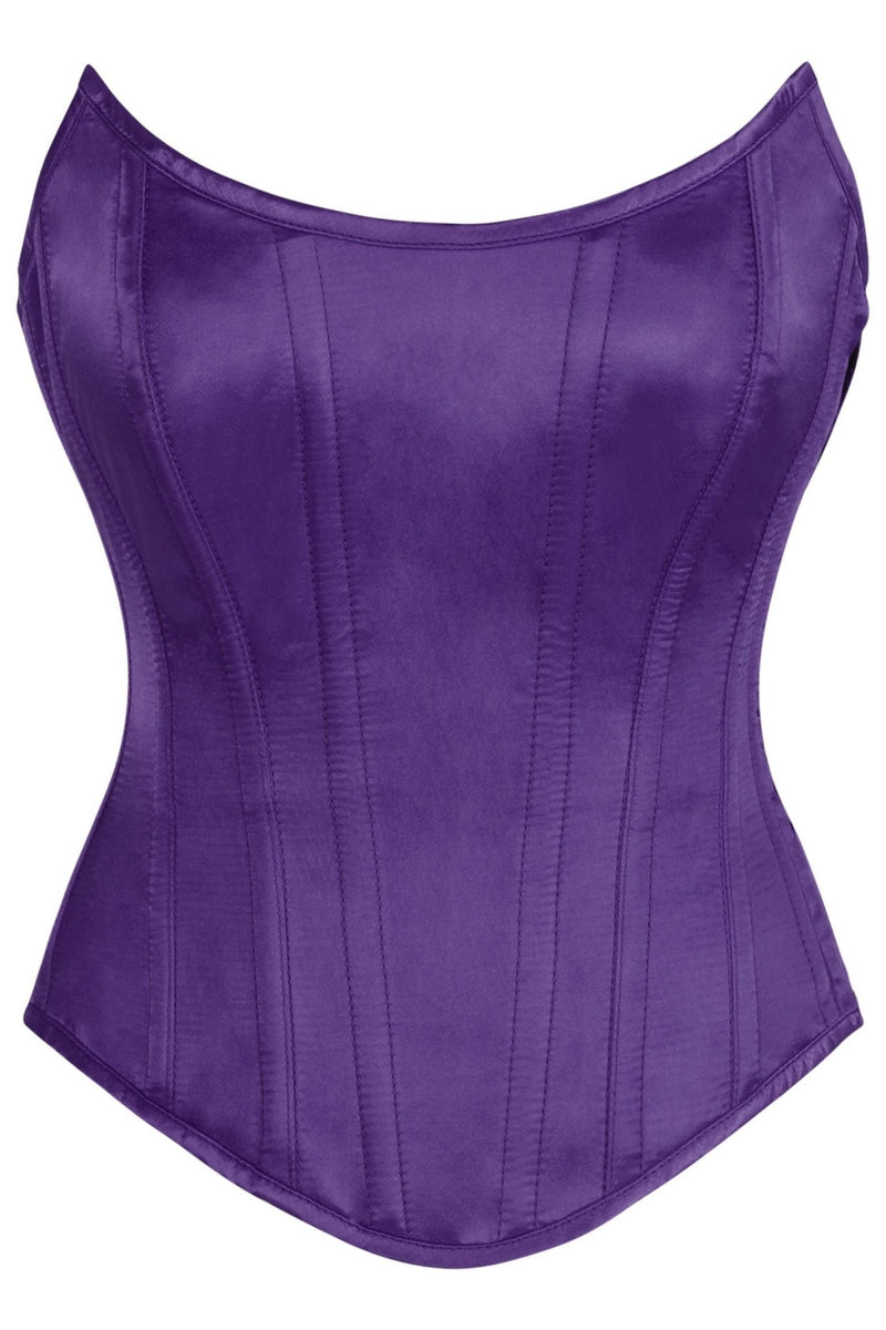 Daisy Corsets Top Drawer Plum Satin Steel Boned Overbust Corset w/Side ...