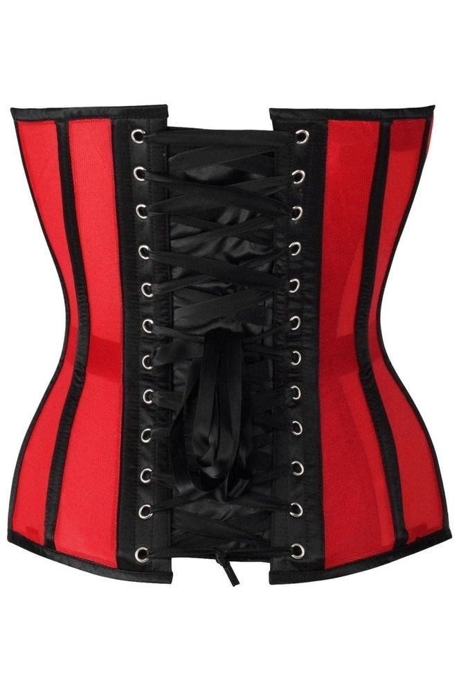 Daisy Corsets Top Drawer Red Mesh & Black Satin Steel Boned Overbust Corset