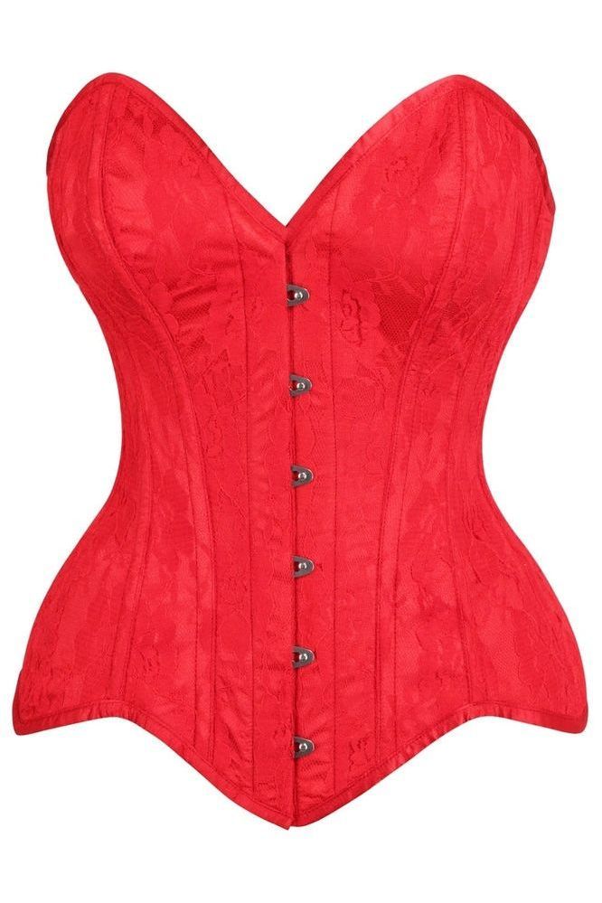 Daisy Corsets Top Drawer Red Satin w/Red Lace Overlay Steel Boned ...