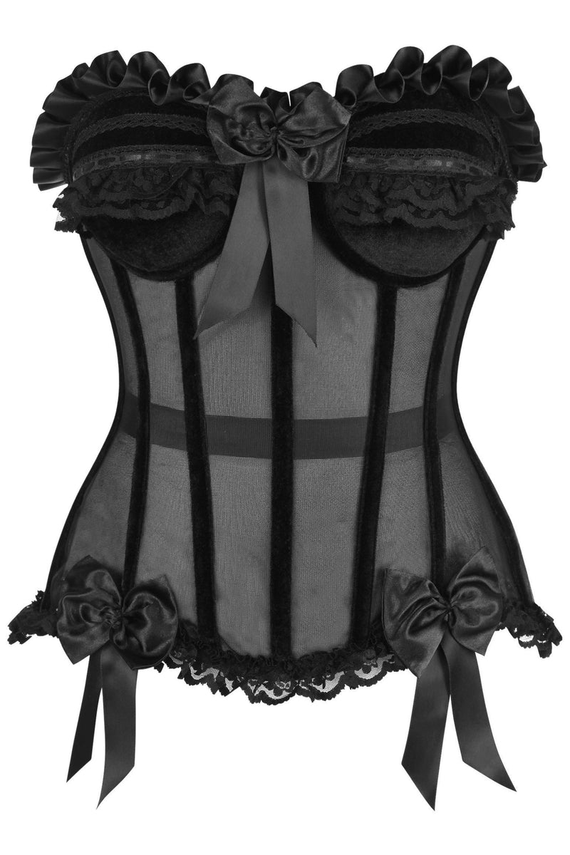 Daisy Corsets Top Drawer Steel Boned Black Mesh & Velvet Underwire ...