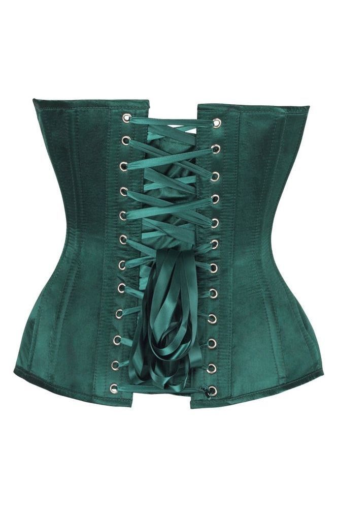 Daisy Corsets Top Drawer Steel Boned Dark Green Satin Plunge Neckline ...