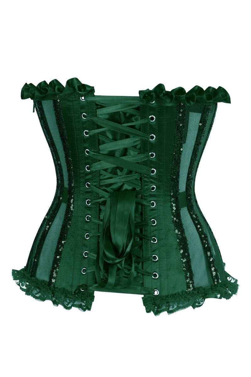 Daisy Corsets Top Drawer Steel Boned Dark Green Sequin Underwire ...