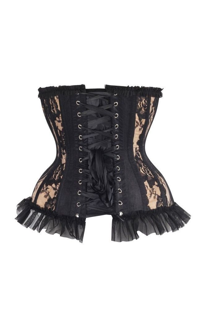 Daisy Corsets Top Drawer Steel Boned Nude/Black Lace Underwire ...