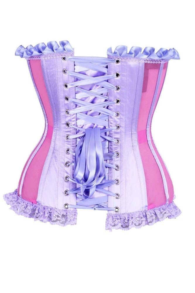 Daisy Corsets Top Drawer Steel Boned Pink/Purple Mesh Underwire Bustier ...