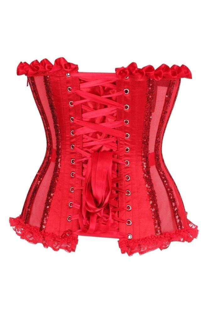 Daisy Corsets Top Drawer Steel Boned Red Sequin Underwire Bustier Corset