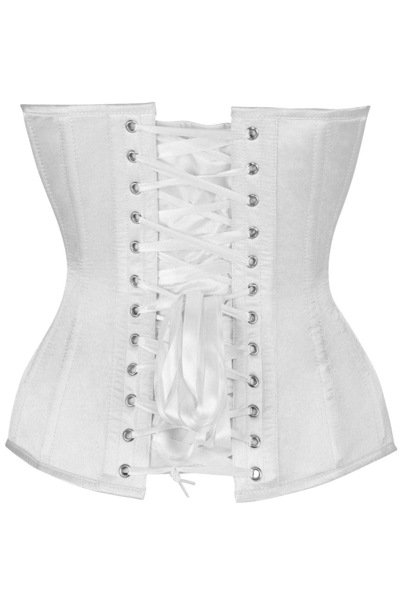 Daisy Corsets Top Drawer Steel Boned White Satin Plunge Neckline ...