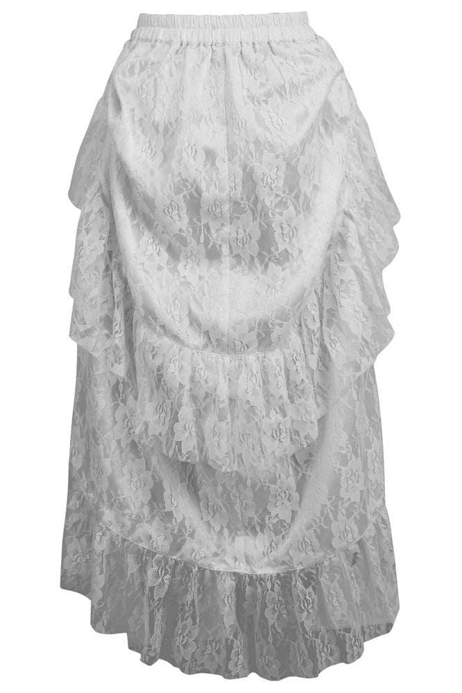 Daisy Corsets White Lace Adjustable High Low Bustle Skirt
