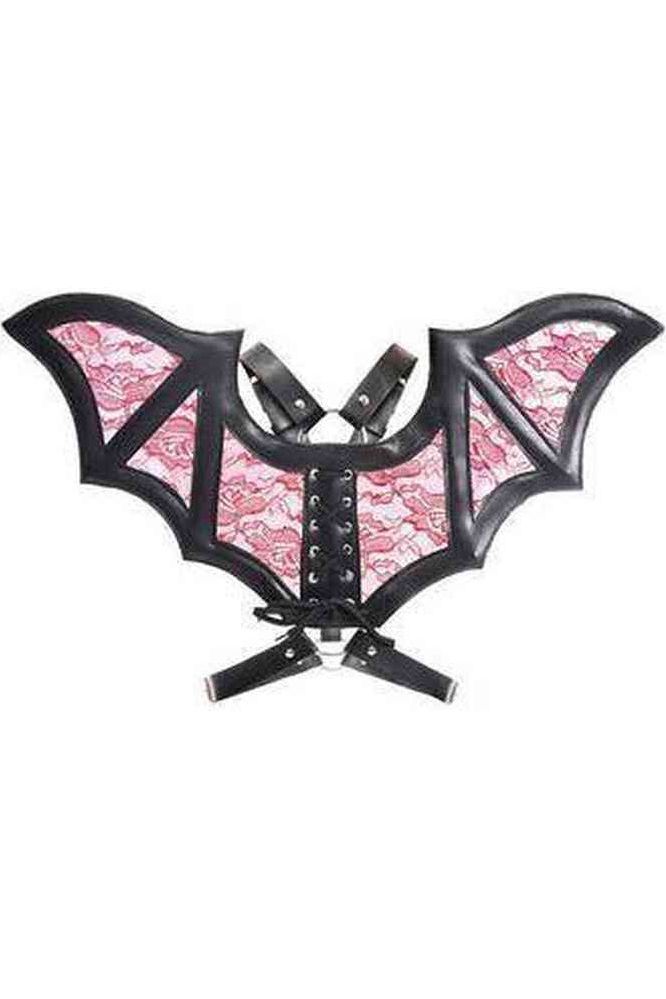 Daisy Corsets Black/Red Faux Leather & Lace Wing Harness