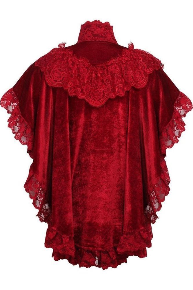 Daisy Corsets Dark Red Velvet & Lace Capelet