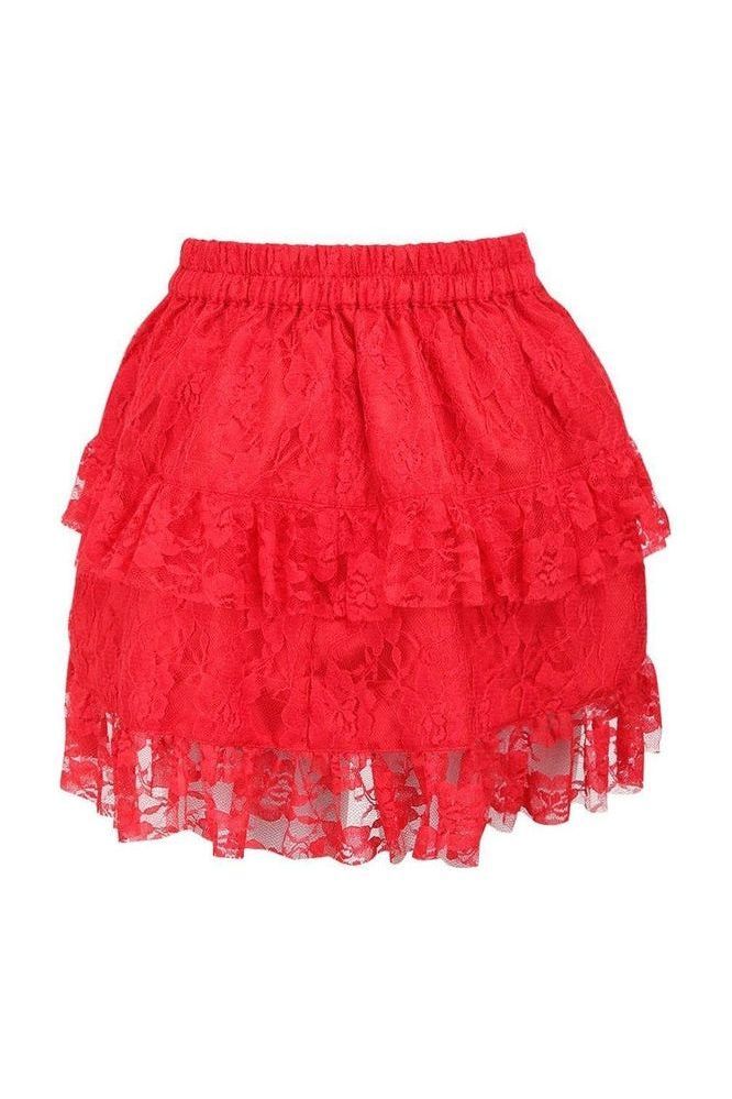 Daisy Corsets Red Lace Ruched Bustle Skirt