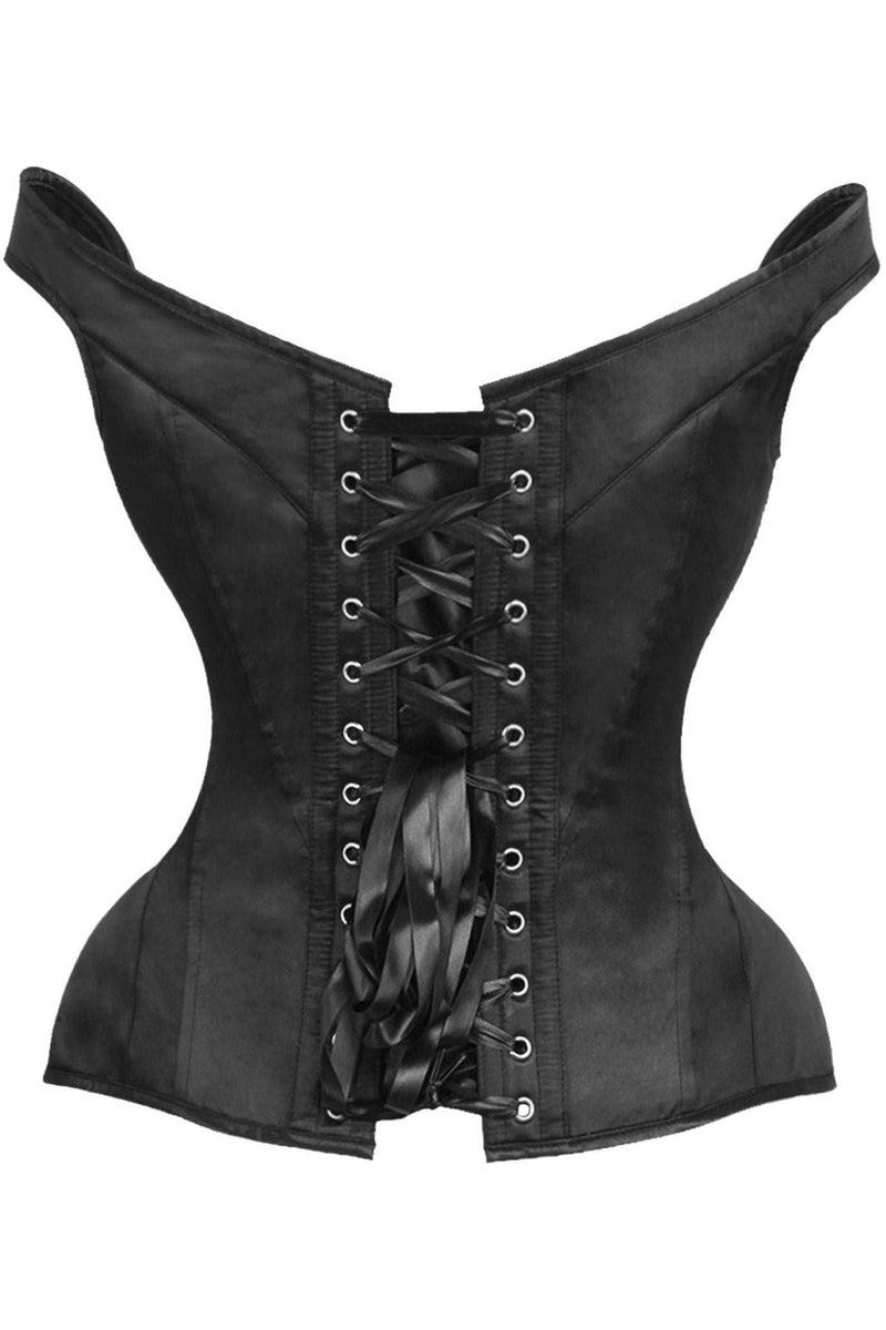 Daisy Corsets Top Drawer Black Satin Steel Boned Corset w/Straps