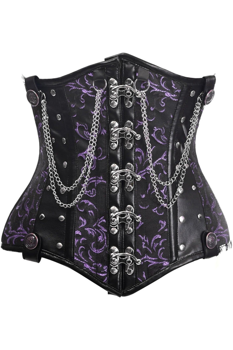 Daisy Corsets Top Drawer Black/Purple Steel Boned Underbust Corset w ...