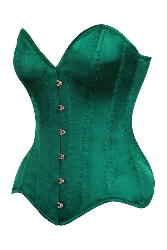 Daisy Corsets Top Drawer Dark Green Satin Steel Boned Overbust Corset