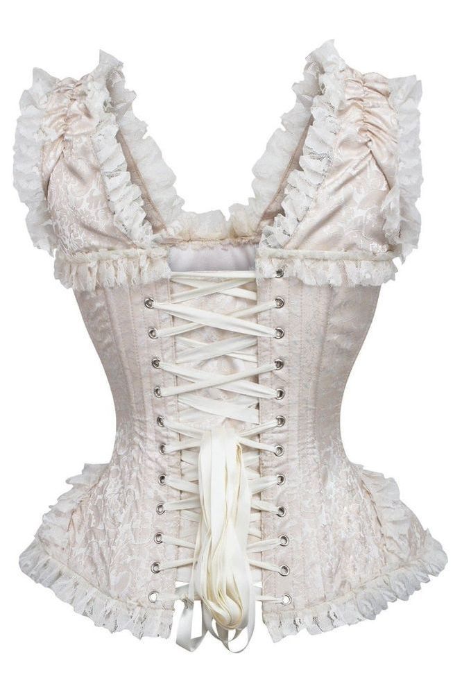Daisy Corsets Top Drawer Ivory Brocade & Lace Steel Boned Corset w/Cap ...