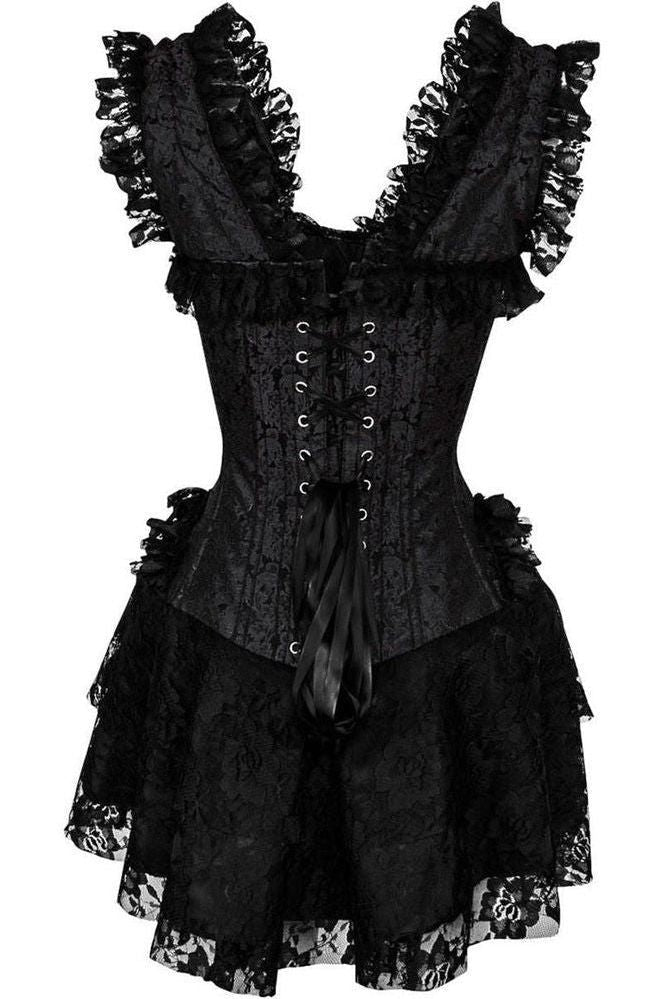 Daisy Corsets Top Drawer Steel Boned Black Lace Victorian Corset Dress
