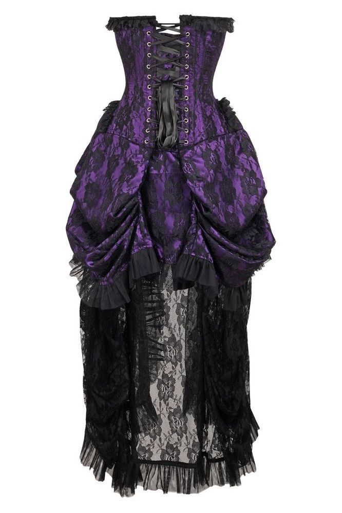 Daisy Corsets Top Drawer Steel Boned Purple w/Black Lace Bustle Corset ...