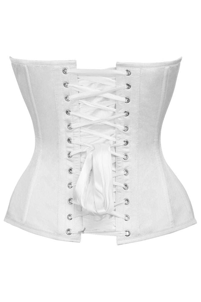 Daisy Corsets Top Drawer White Satin Steel Boned Overbust Corset